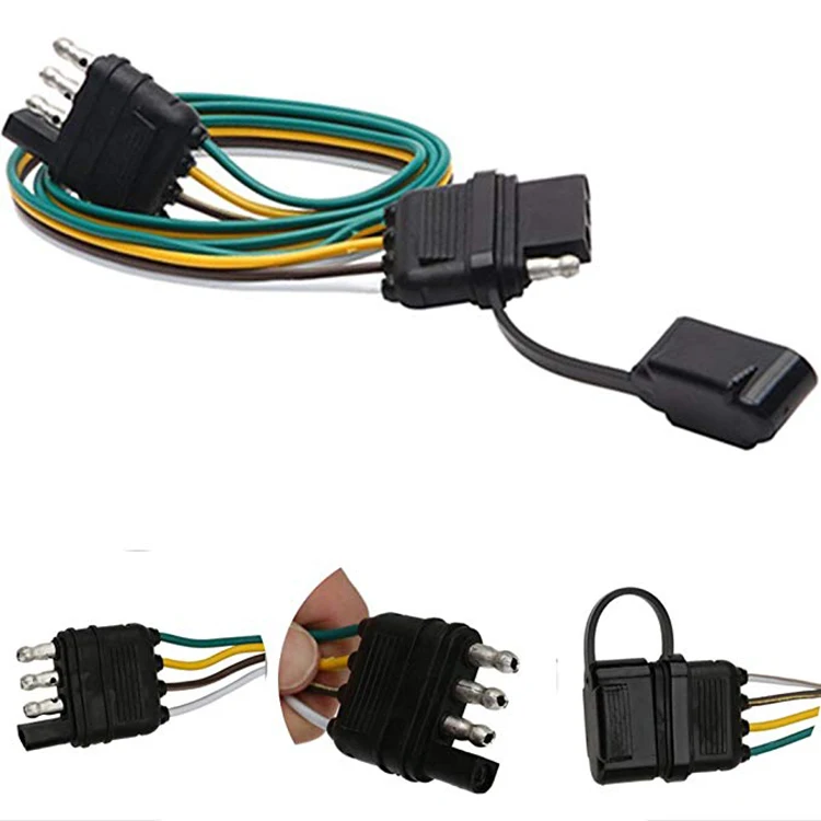 Trailer Wire Plug 4 Way Flat 4 Pin Universal Wiring Connector,4pin Sae ...