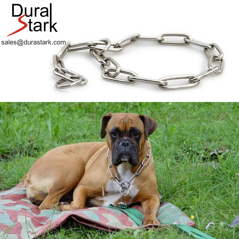 Stainless Steel or Chrome Plated Long Link Choke Chain Dog Fur Saving ...