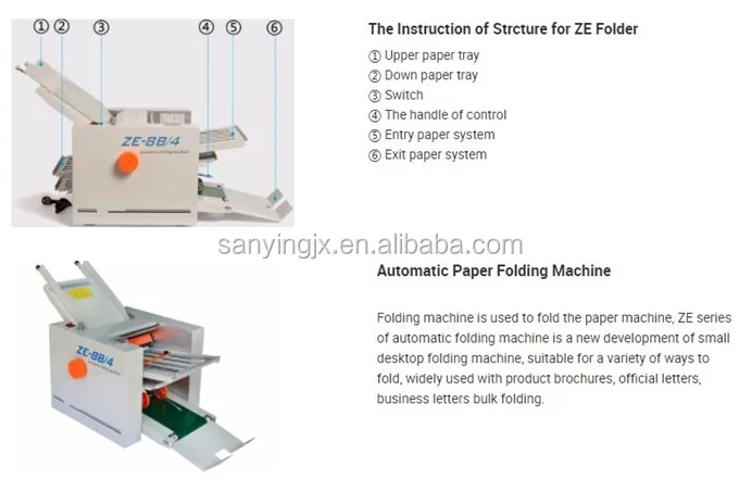 Máquina dobladora de papel de mapa, automática ZE-8B dobladora/4 ...