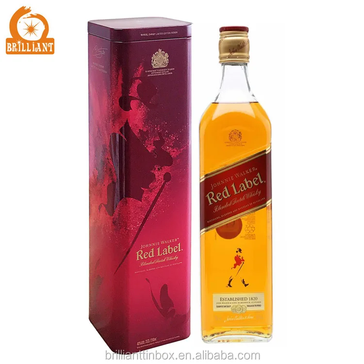 Red Label Premium Whisky Tin Box For Wine Vodka Brandy - Buy Wine Tin ...