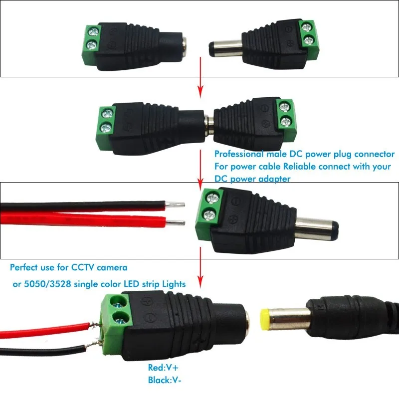 Male And Female Dc Socket 5.5x2.1mm Dc Led Connector - Buy Male And ...