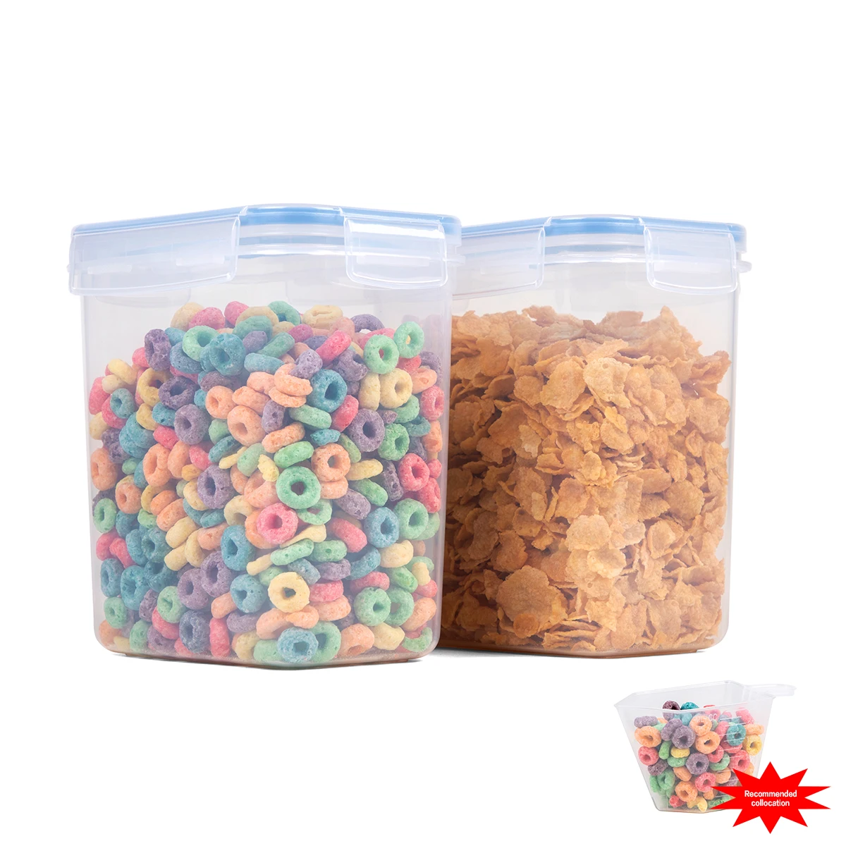 3 Pcs Plastic Kitchen Dry Food Storage Container Sets With Leakproof ...