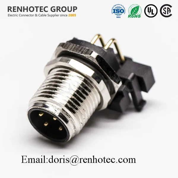 Circular M12 Aviation Connector Right Angle M12 Pcb Connector 5 Pin ...