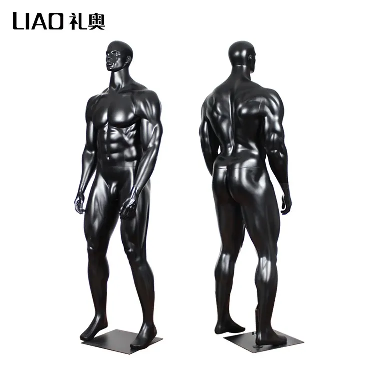 Matte Black Plus Size Muscle Athletic Manikin Full Body