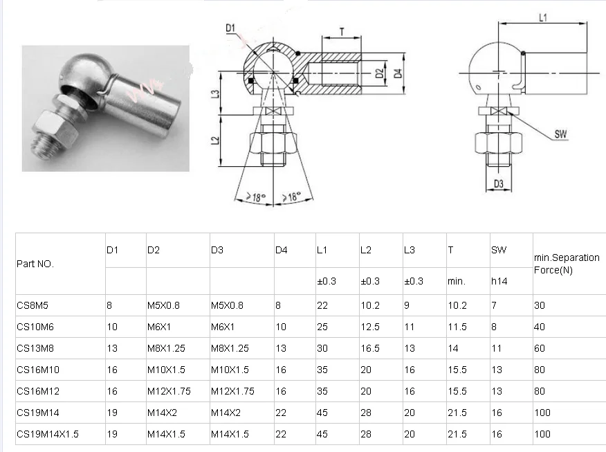 Din71802 Standard Cs19m14 Angle Ball Joint - Buy Cs19m14 Angle Ball ...
