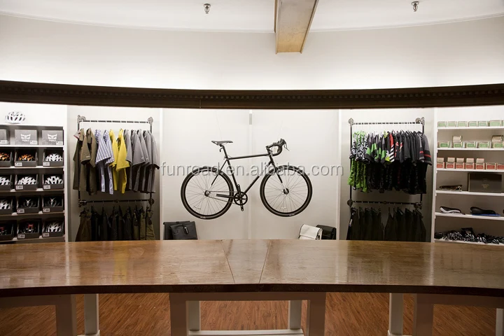Bicycle Retail Store Unique Display Cabinet For Riding Clothes And ...