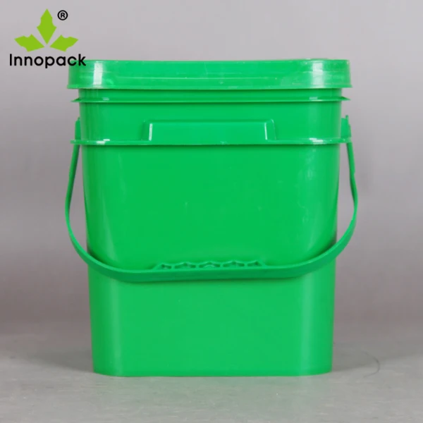 10l Green Square Plastic Pail With Lid Washing Powder Bucket Pp Plastic Container - Buy Square ...