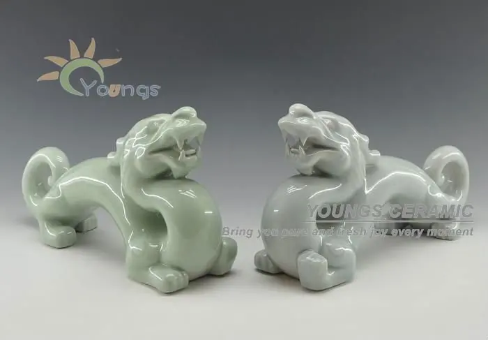 Antique Chinese Ceramic Porcelain Mascot Jade Dragon Statue - Buy ...