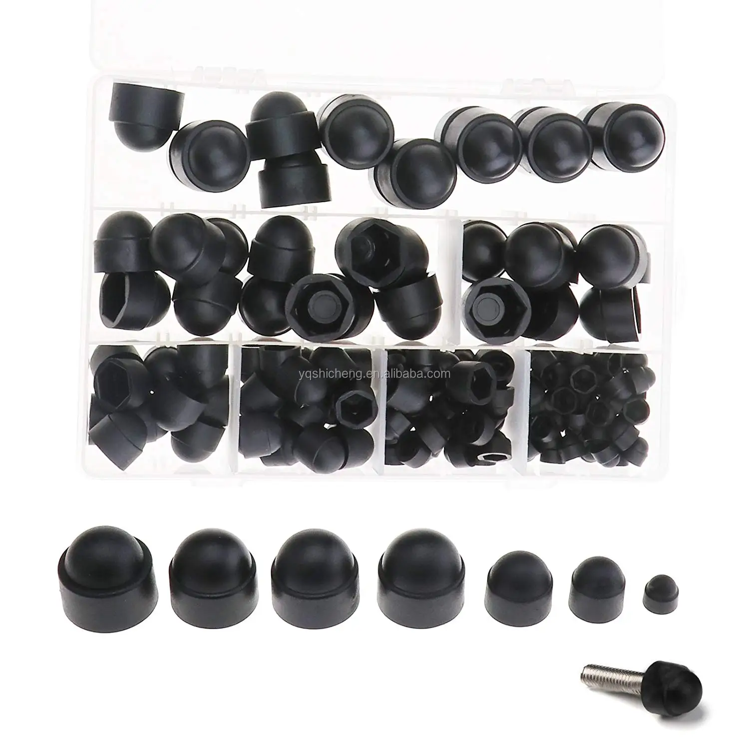 145pcs/set M4 M5 M6 M8 M10 M12 Black Plastic Dome Bolt Nut Hex Hexagon Protection Caps Cover ...
