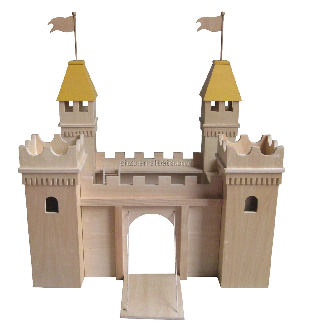 Yellow Roof Wooden Toy Castle For Kids Diy - Buy Toy Castle,Wooden Toy ...