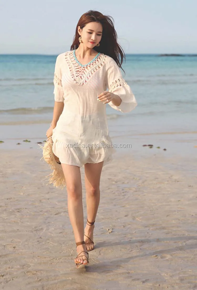 Backless Beach Wrap Hand-hooked Swimsuit Cover Up Ladies Bikini Overall ...