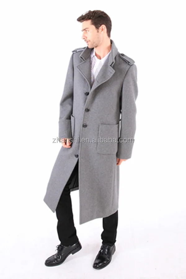 2016 Western Style Newest Men Full Length Gray Wool Cashmere Overcoat ...