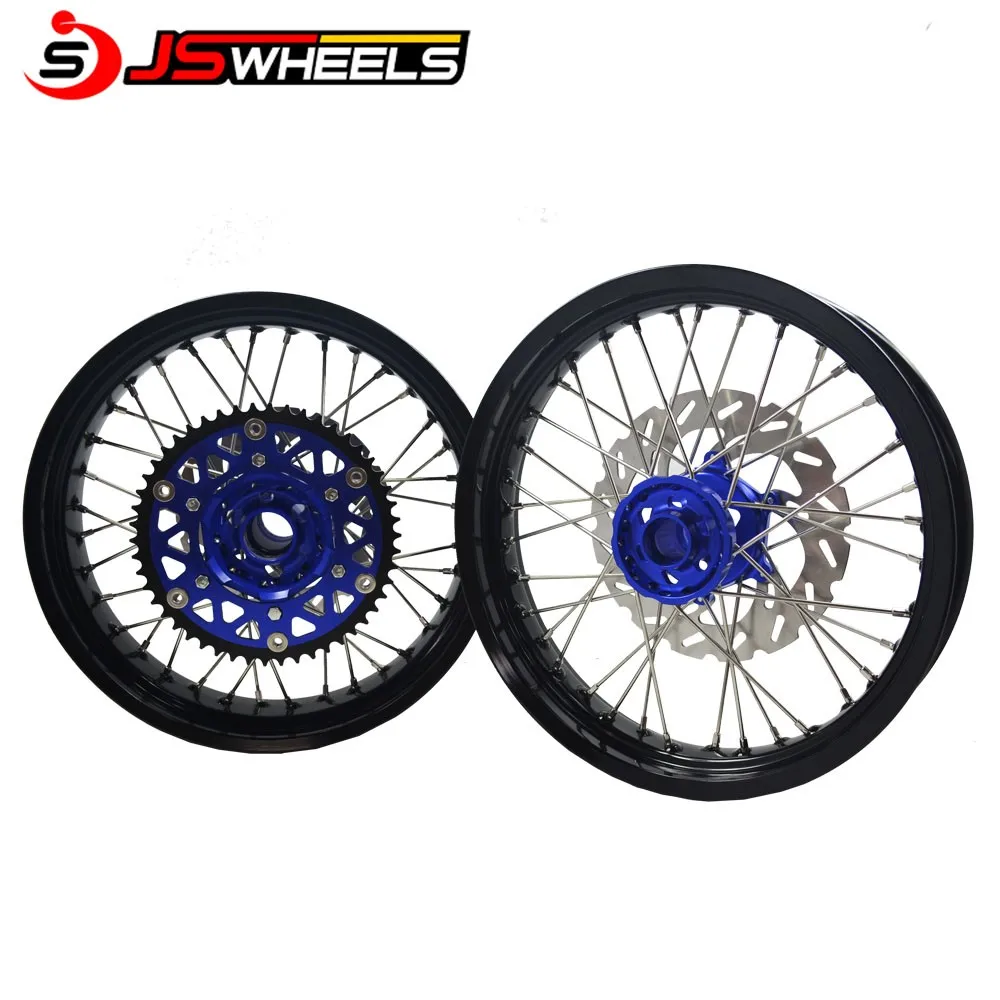 High Quality White Rim Blue Hub Supermoto Wheels by JS