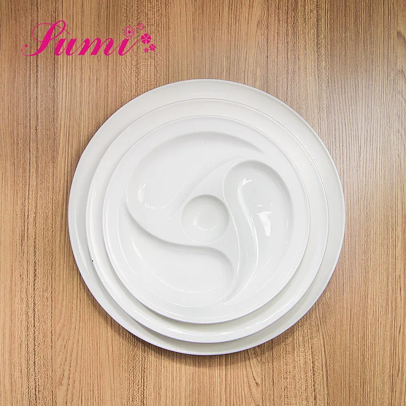 Factory Supply Ceramic Food Round Divided Plate,Ceramic Serving ...