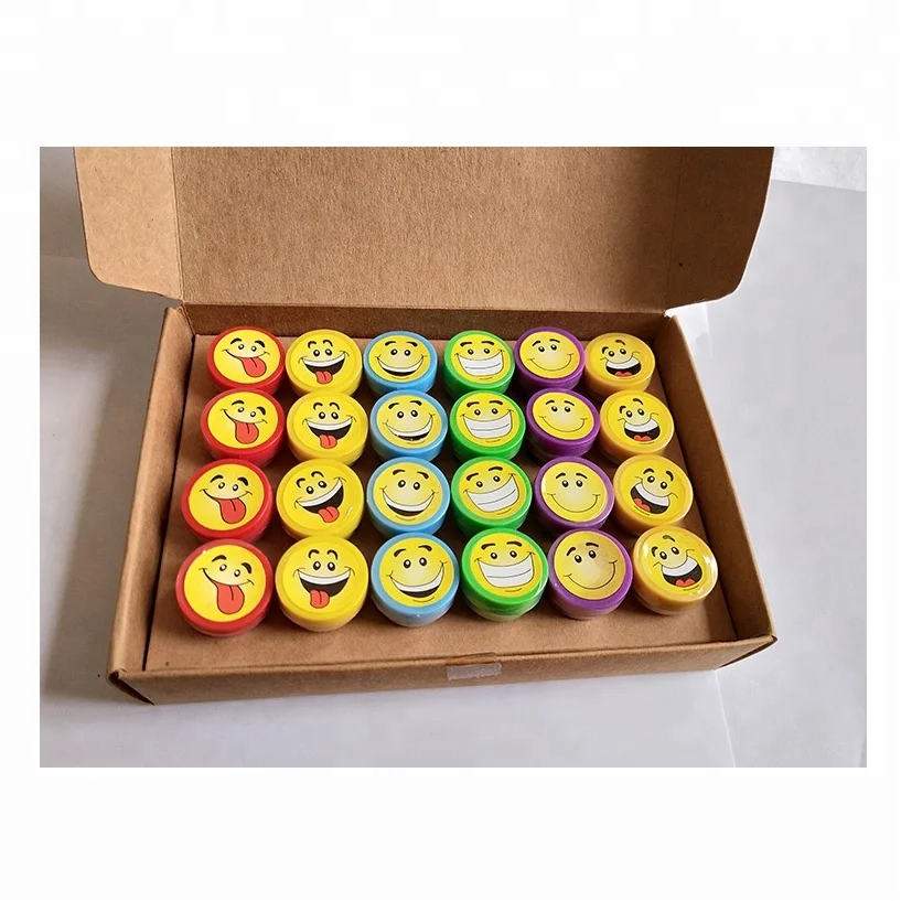 24pcs Custom Kids Funny Stationery Toy Plastic Stamp Set Smile Face ...