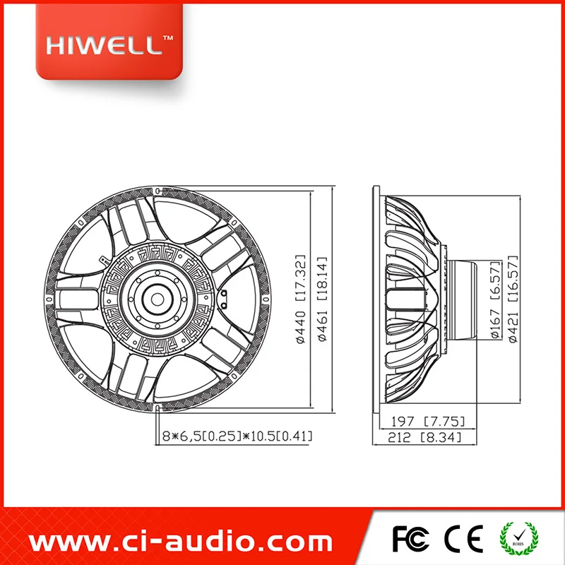 18 Inch Neodymium Pa Subwoofer Speaker 18NDS100U1 Hiwell 1000W
