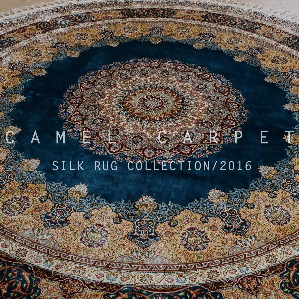 Silk Handmade Carpet Persian Design Loom Knotted 9 Foot Round Area Rugs ...