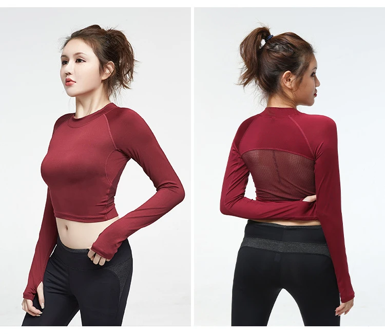 Breathable Mesh Back Custom Compression Sports Shirt Gym Tops Women ...