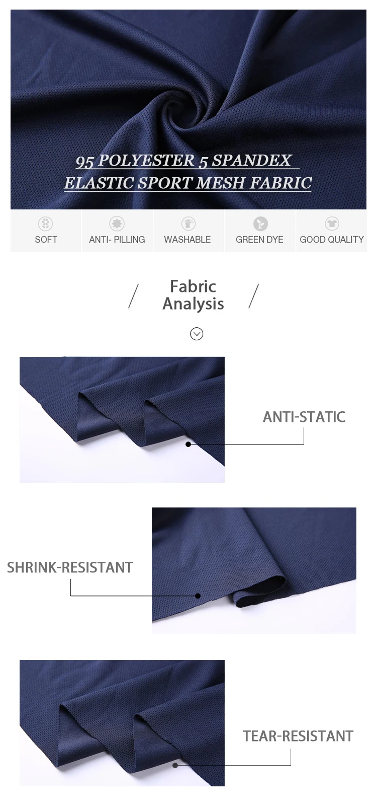 Stock Fabric 95 Polyester 5 Spandex Stretch Elastic Jersey Fabric Sport ...