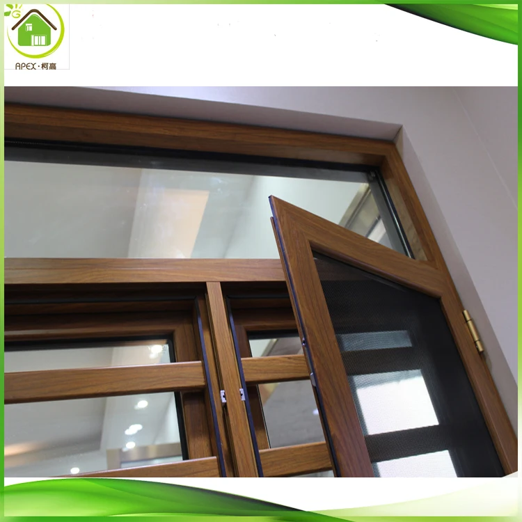 Window Burglar Proof Designs Wood Grain Finish Aluminum - Buy Window ...