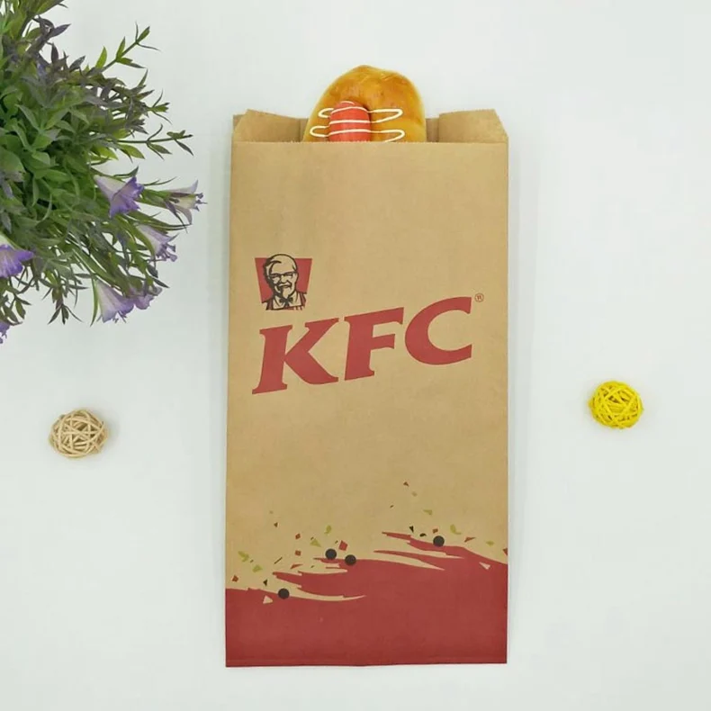 Custom Printed Paper Bag Kfc Food Packaging Bag Brown Kraft Paper Bags ...