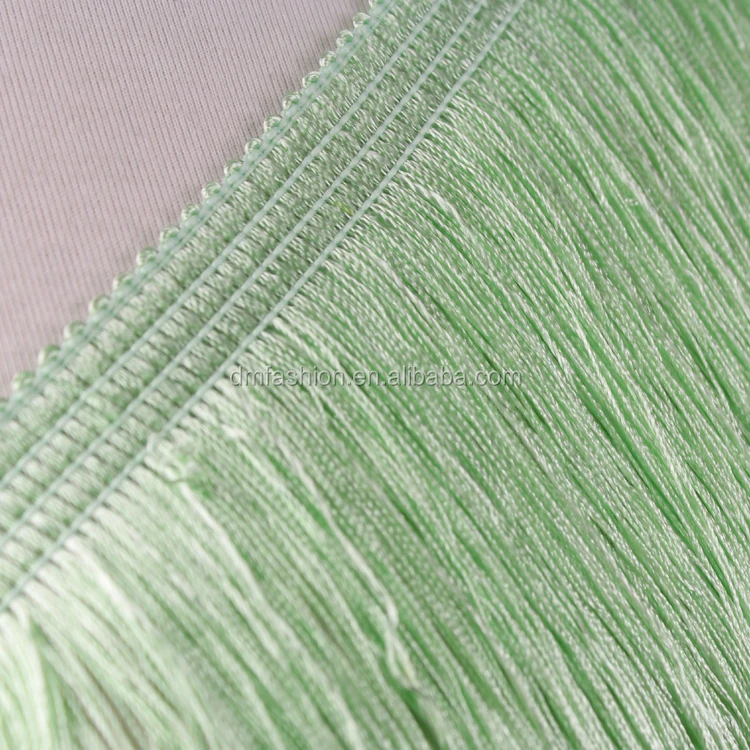 Shiny Green Polyester Silk Fringe - Fashionable & Eco-friendly