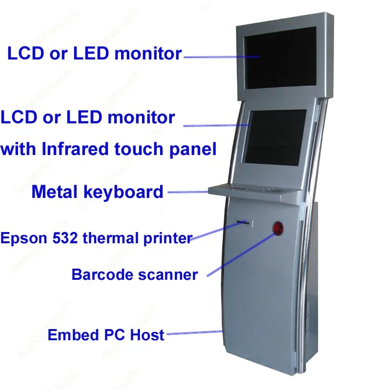 Nt-8809 Dual Screen Standing Barcode Scanner Kiosk Service Equipment ...