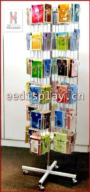 4 Sides Flooring Metallic Greeting Card Display Rack By Rotat/revolving ...