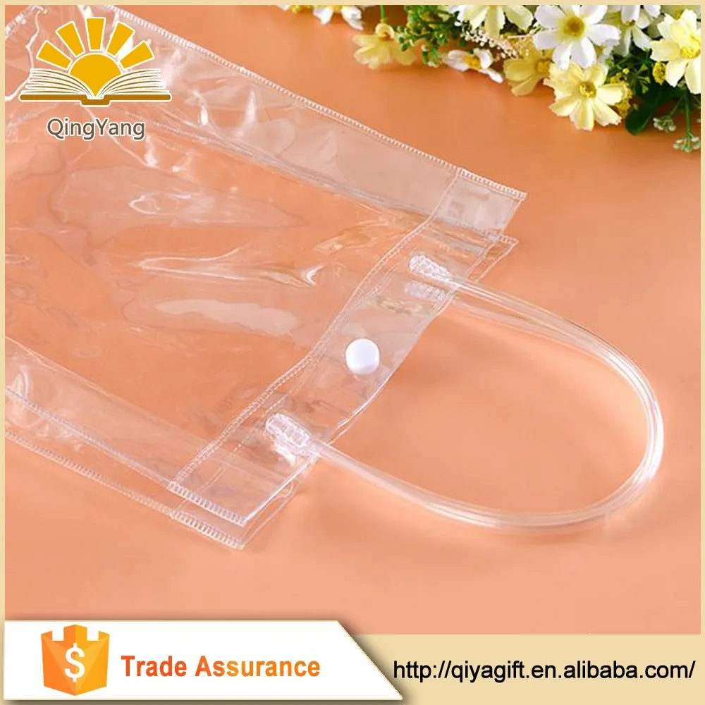 Customized Clear Plastic Pvc Handle Bag With Button For Promotion - Buy ...