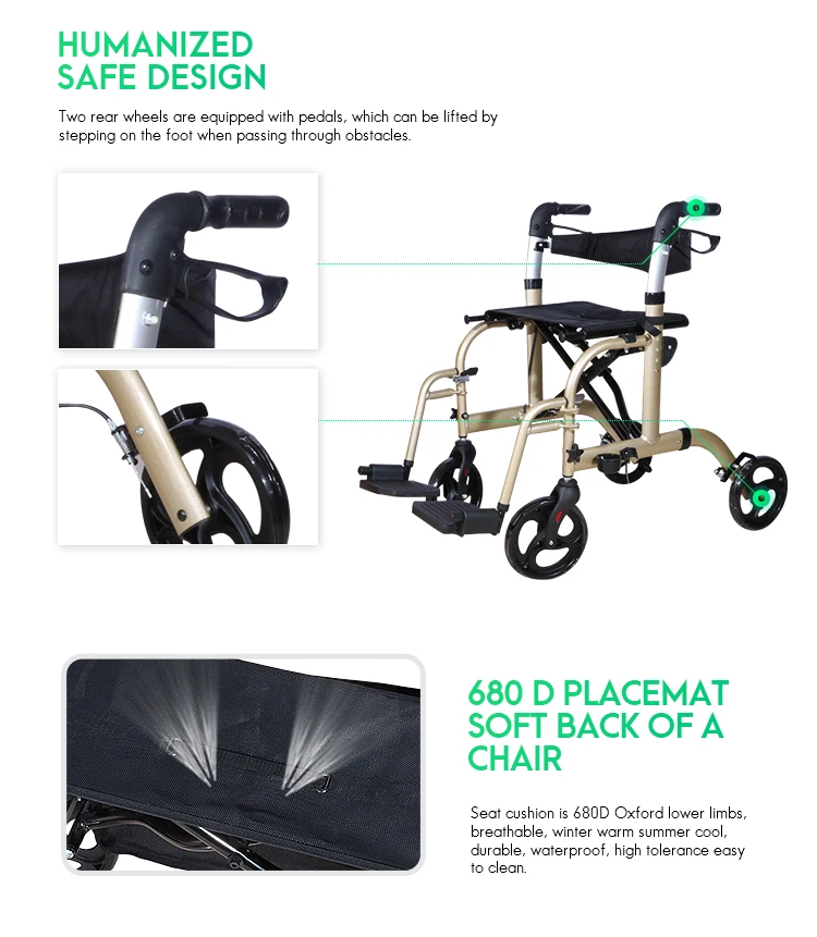 Walker With Seat And Footrest For Elder - Buy Walker With Seat And ...