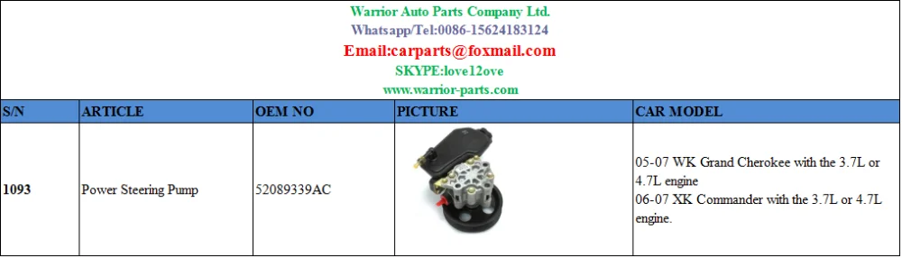 52089339ac 05290778aa 5290778aa Bomba De Dirección Asistida Para Jeep ...