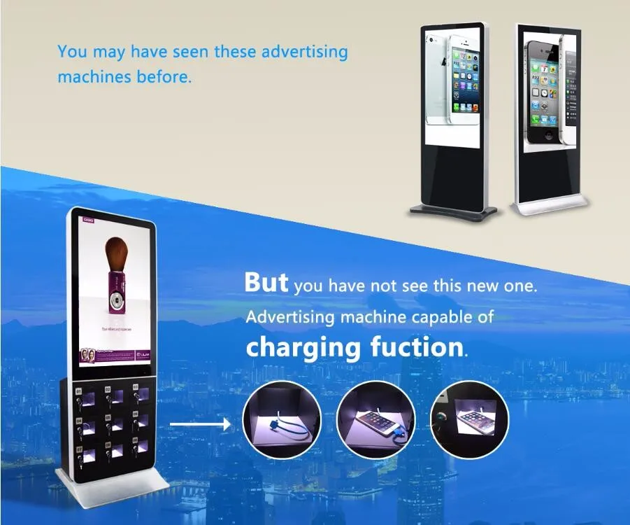 Public Smart Cell Phone Charging Station With Advertising Display Touch ...