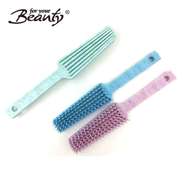 7 Rows Silicone Flexible Detangle Soft Rubber Massage Vented Hair Brush ...