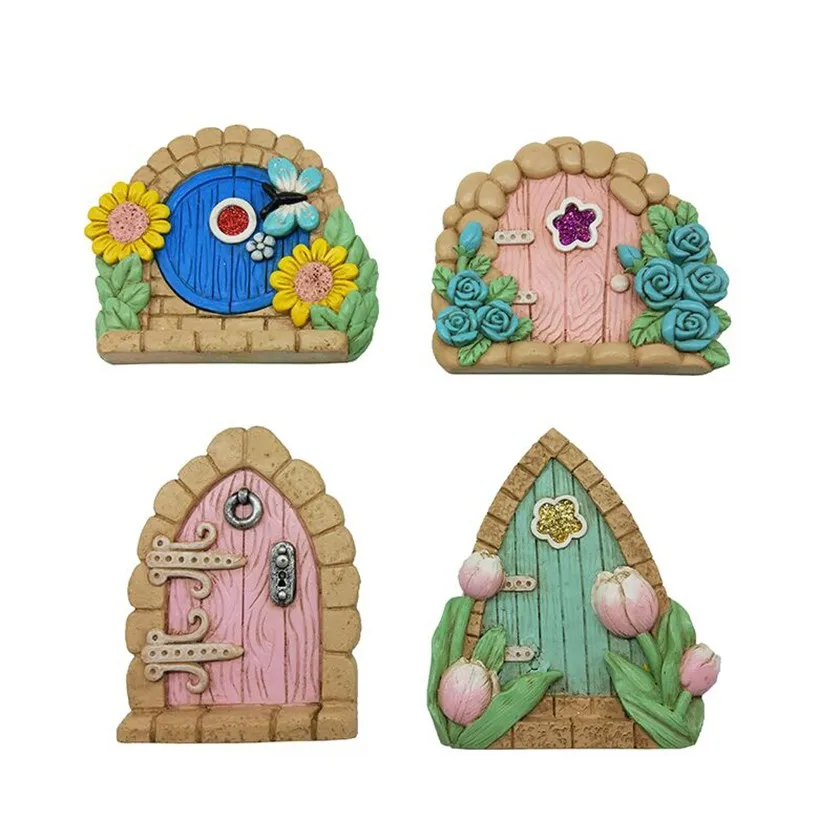 Stone Architecture Style Resin Fairy Door With Welcome Sign For Garden ...