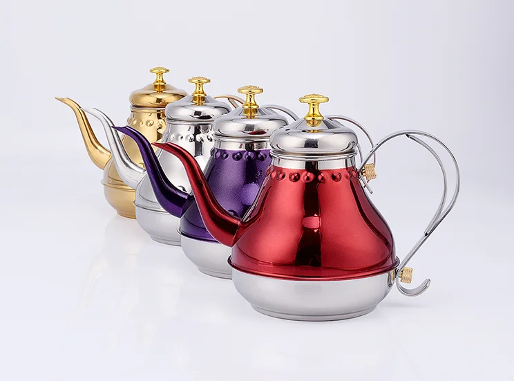 Stainless Steel Color Decorative Tea Kettle With Long Spout Arab Tea ...