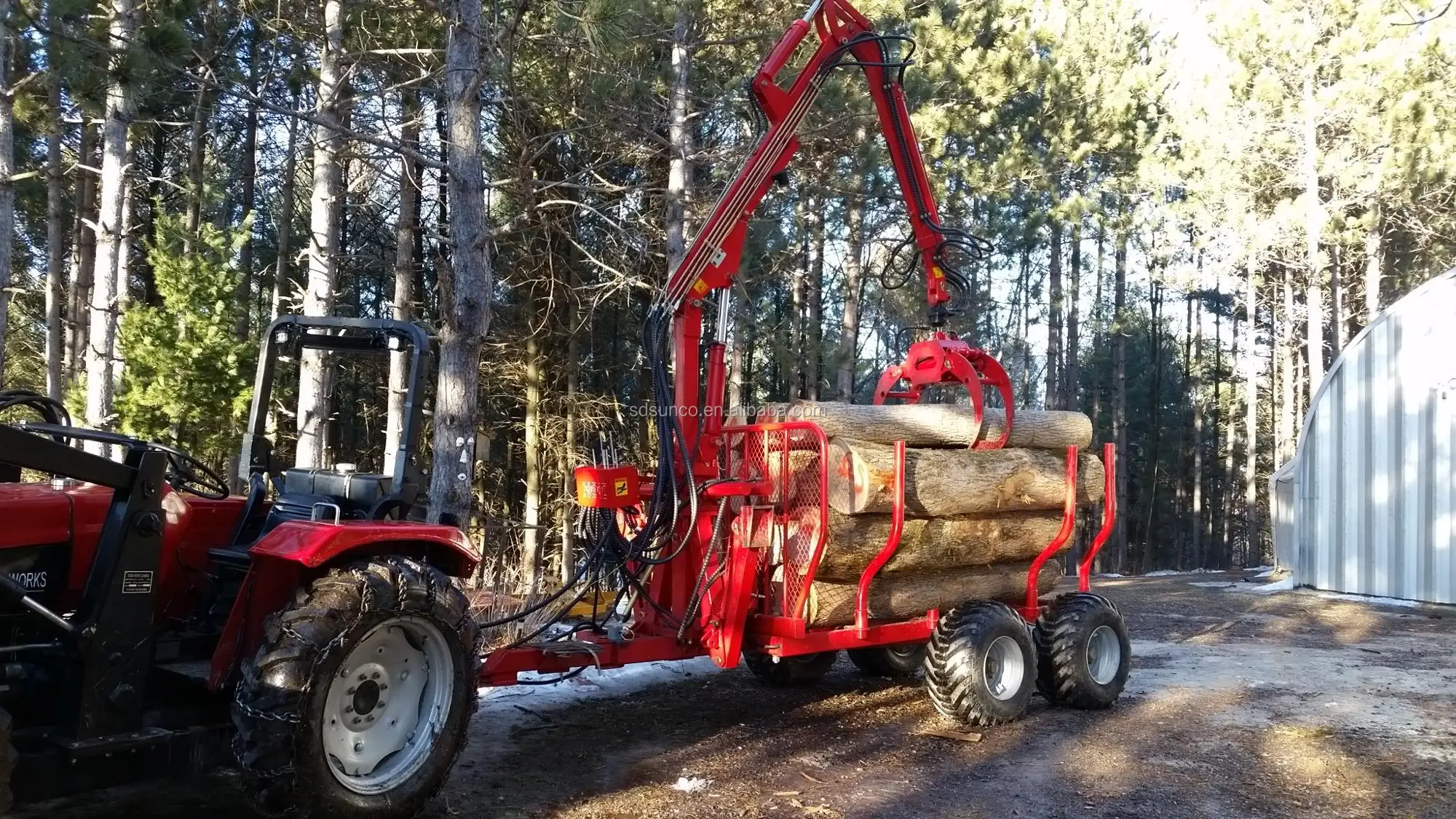 ATV Log Loader with Hydraulic Crane & Trailer for Heavy Equipment OEM