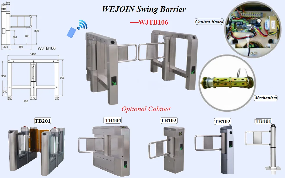 Ce Approval Rfid Pedestrian Access Swing Barrier Gate Disabled ...
