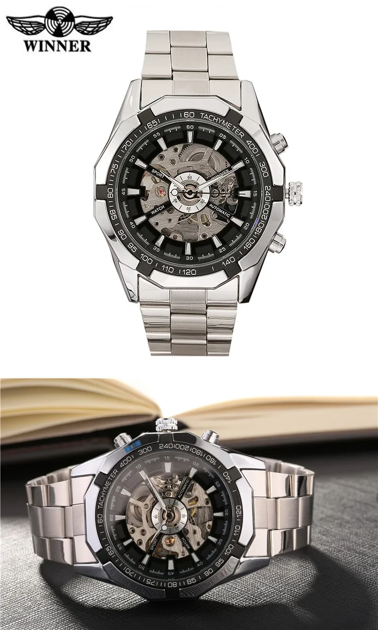 Winner Brand Luxury Automatic Watch No Battery Male Fashion Skeleton ...