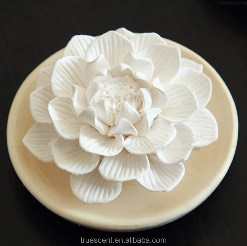 Hand-made Peony Shape Aroma Car/home Fragrance Scented Ceramic Flower Diffuser With Ceramic ...