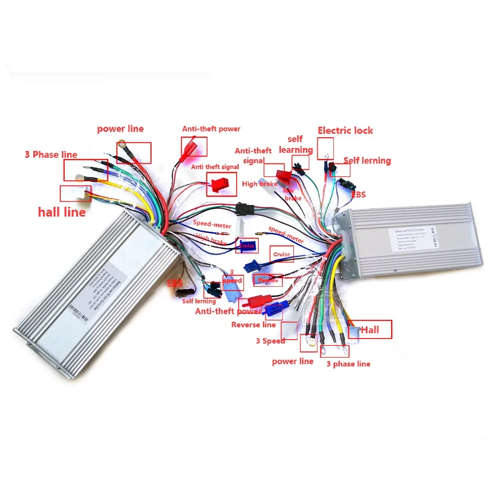 Ebike 36V48V 500W 800W1000W Sine Wave Controller for BLDC Motor