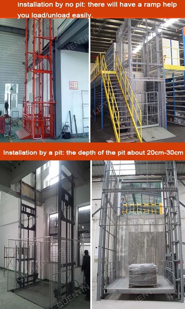 Loading 2t Cargo Lift Hydraulic Vertical Goods Lift Platform Wall ...
