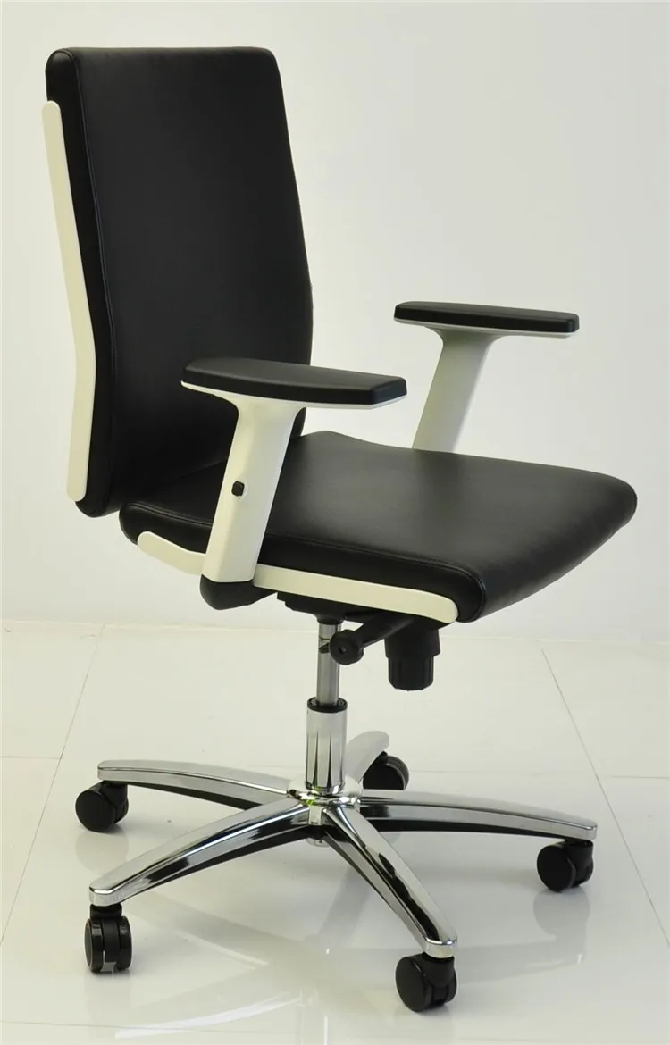 Black Leather Upholstery Secretary Office Chair Qg1501b Mid Back Task ...