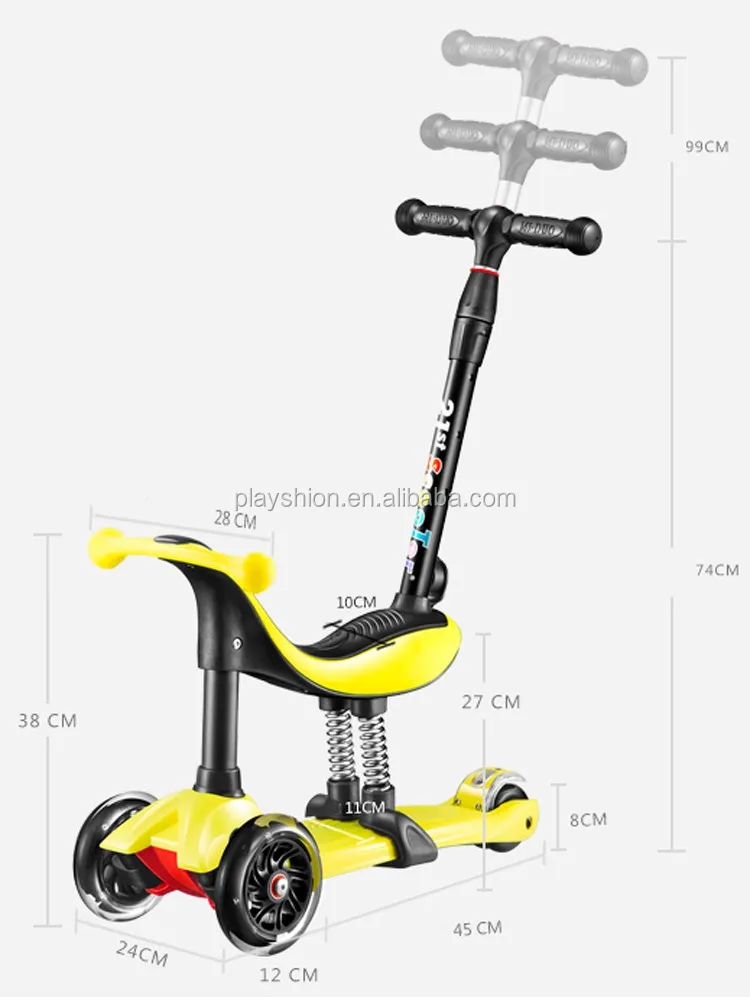 New Baby Sit On Scooter 4 In 1 T-bar 3 Wheel Kick Scooter For Kids ...