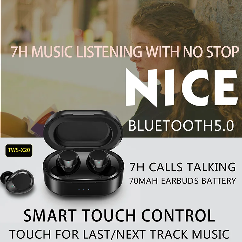 TWS-X20 Bluetooth Earphones - 7 Hours of Stereoscopic Sound