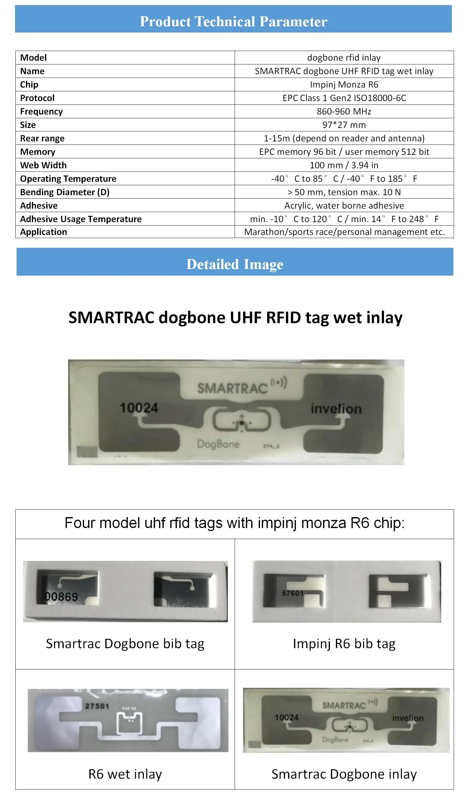 High Quality Paper Smartrac Dogbone Uhf Rfid Wet Inlay Label Long Range ...