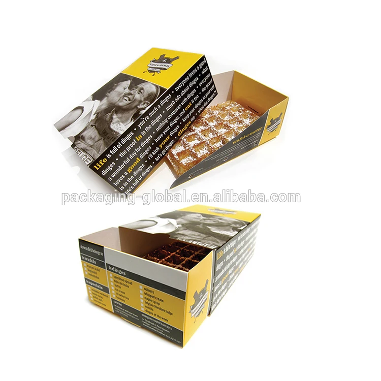 Logo Printed Waffle Paper Cone,Waffle Tray Box,Waffle Packaging Box ...