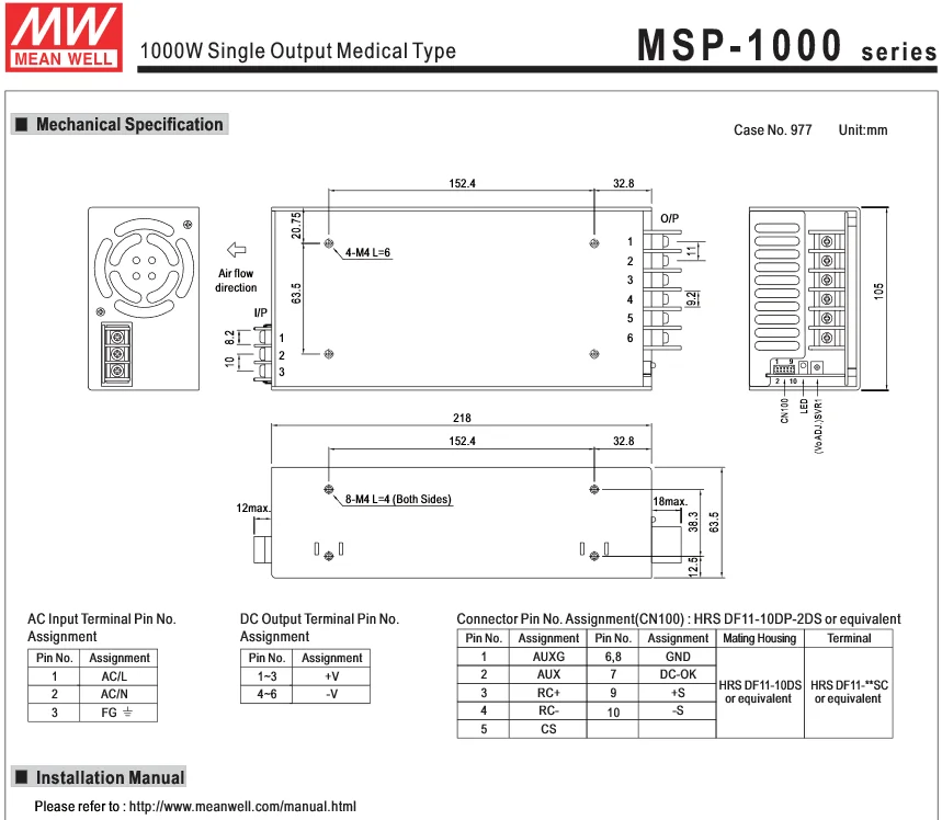 Meanwell Msp-1000-12 12v 80a Medical Power Supply 960w Switching Power ...