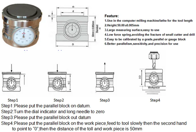 High Precision Z-axis Zero Setter,Zero Point Precision Cnc Preset Gauge ...