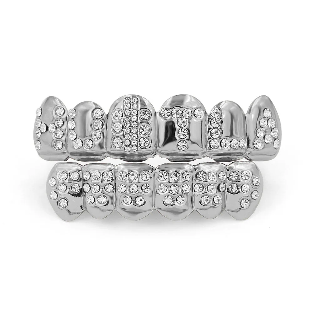 Charm Custom Jewelry - English Letter Inlay Crystal Teeth Grillz