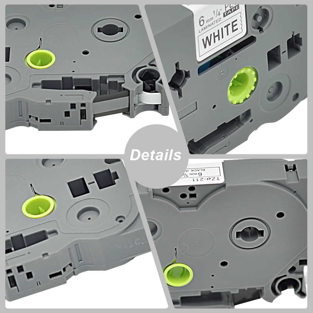 Hot Sell 6mm Black On White Compatible Brother Tz Label Tape Tz-211 Tze ...